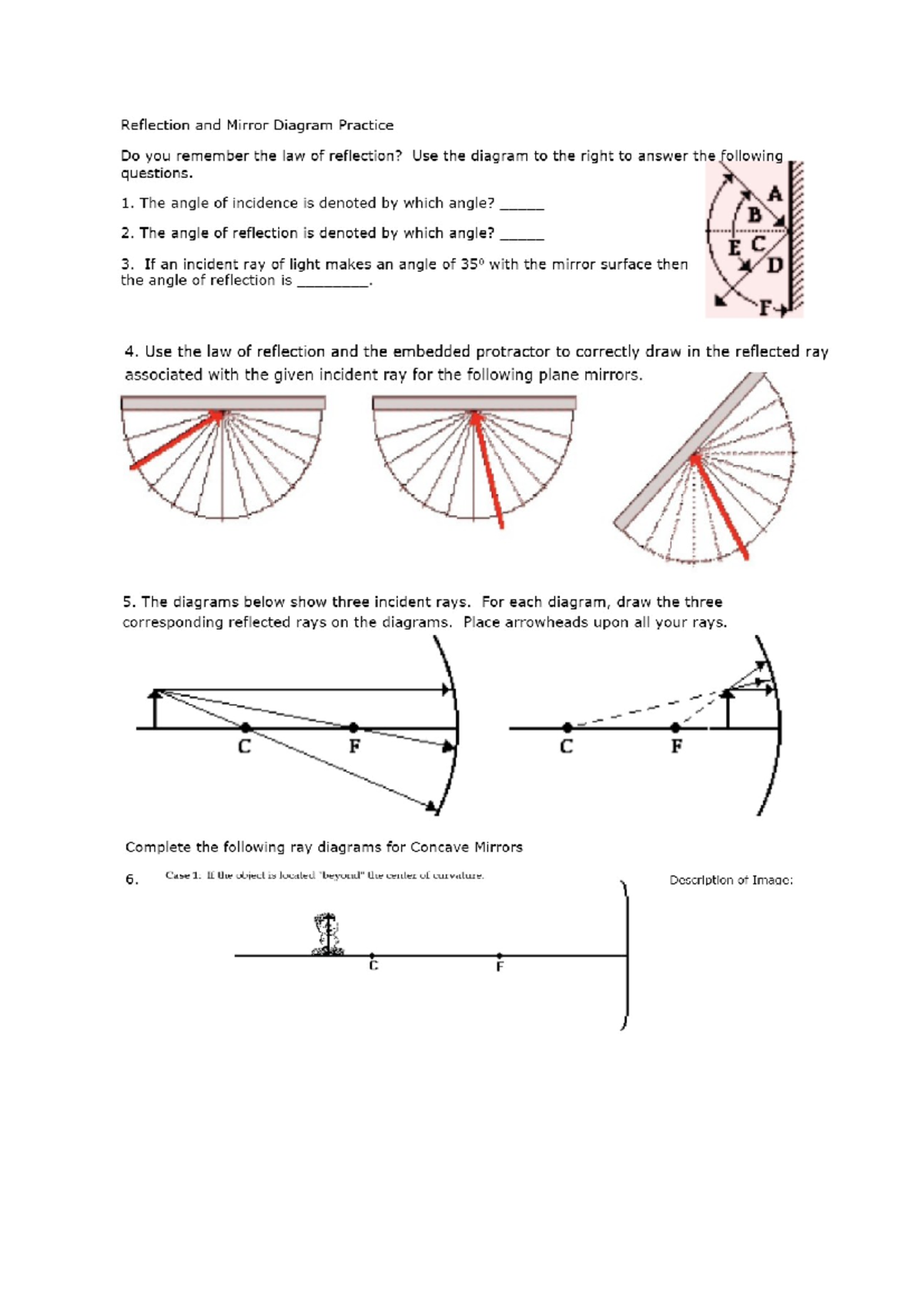 Mirrors Quiz - Reflection and Diagram Practice (Physics 101) - Studocu