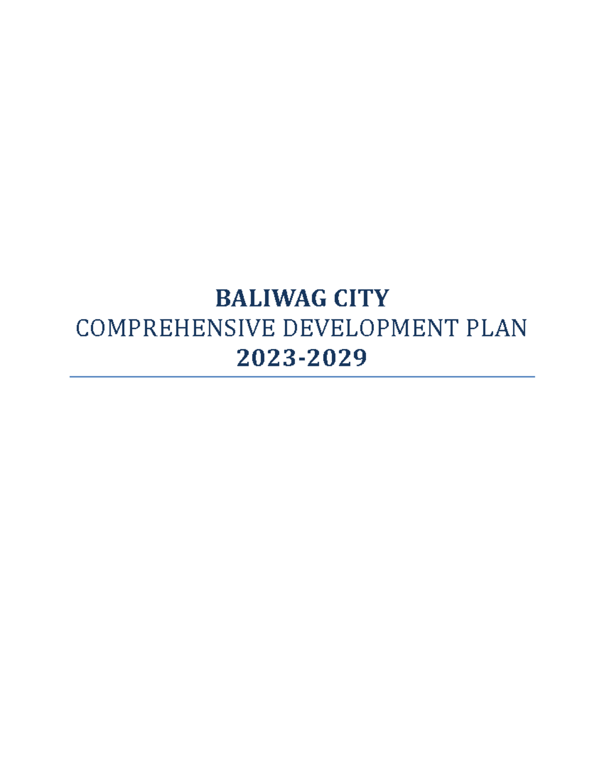 Baliwag City CDP 2023-2029: Comprehensive Development Plan Overview ...