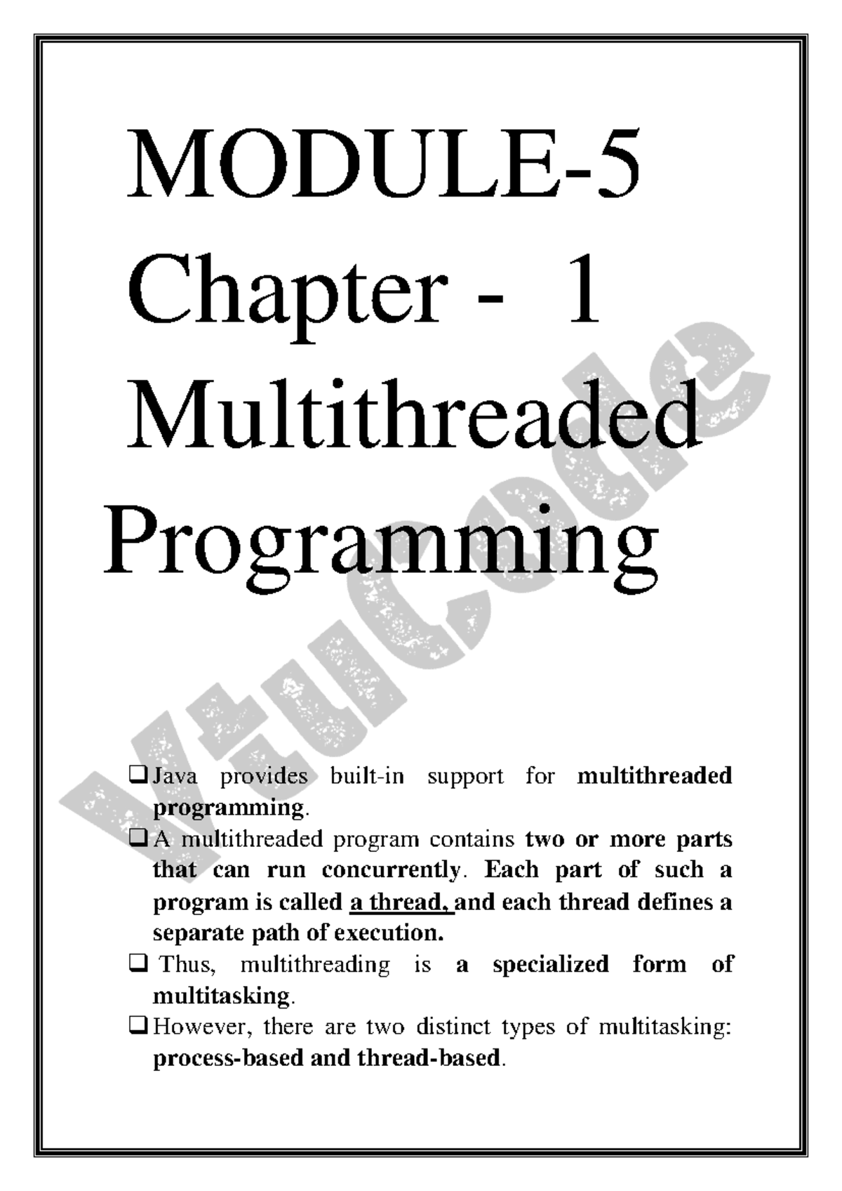 BCS306A Chapter 1: Introduction to Multithreaded Programming in Java ...