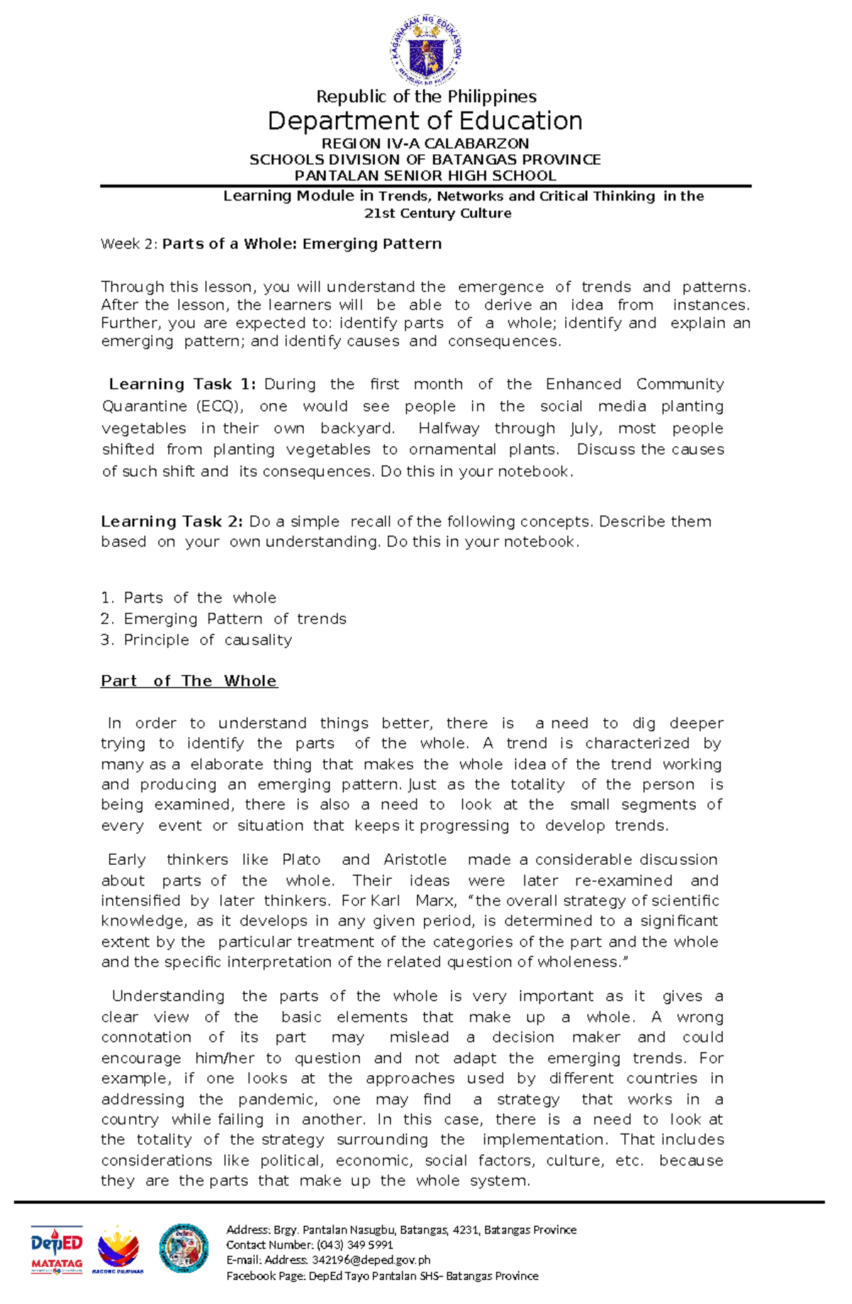 Learning Module in Trends, Networks & Critical Thinking W2 Q1 - Studocu