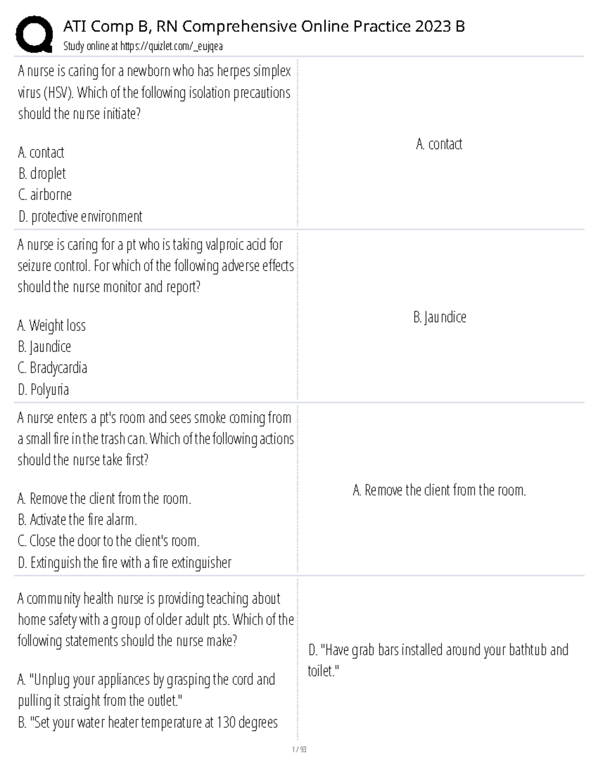 ATI Comp B, RN Comprehensive Online Practice 2023 B Study Guide - Studocu