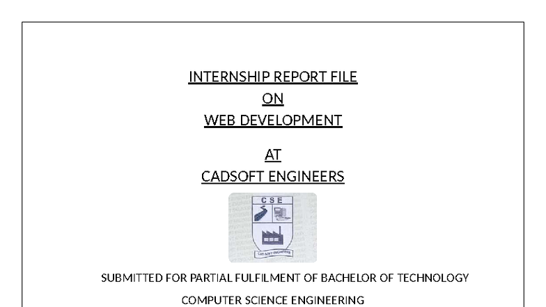 Internship Report FILE - INTERNSHIP REPORT FILE ON WEB DEVELOPMENT AT ...