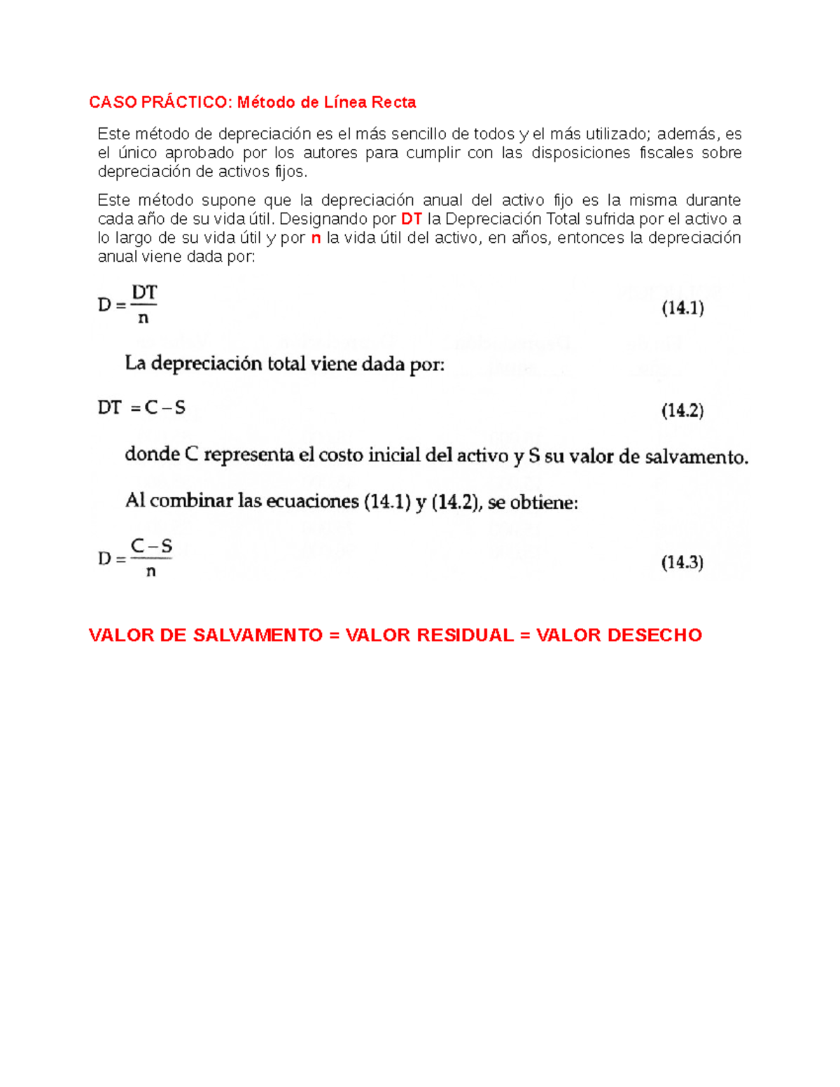 CASO Práctico: Depreciación - Método de Línea Recta y Decreciente - Studocu