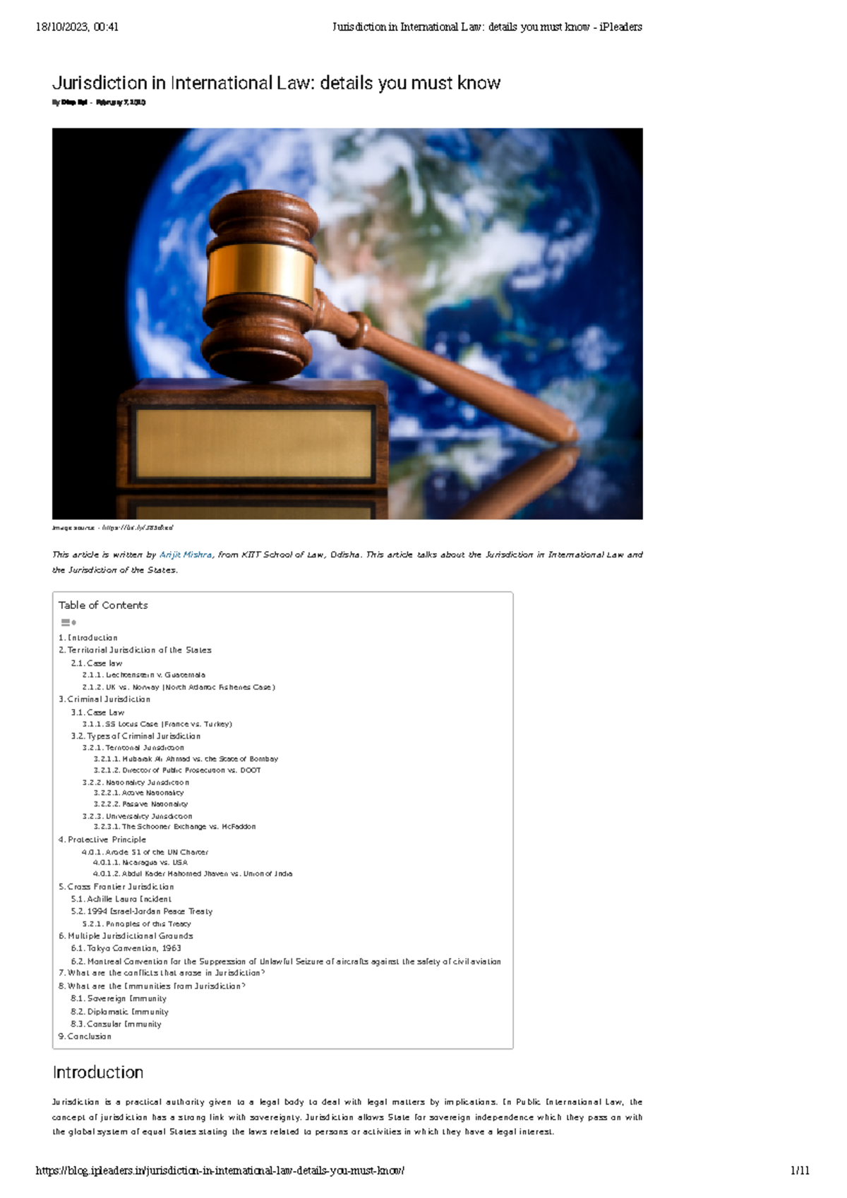 Jurisdiction in International Law: Essential Concepts and Case Studies ...