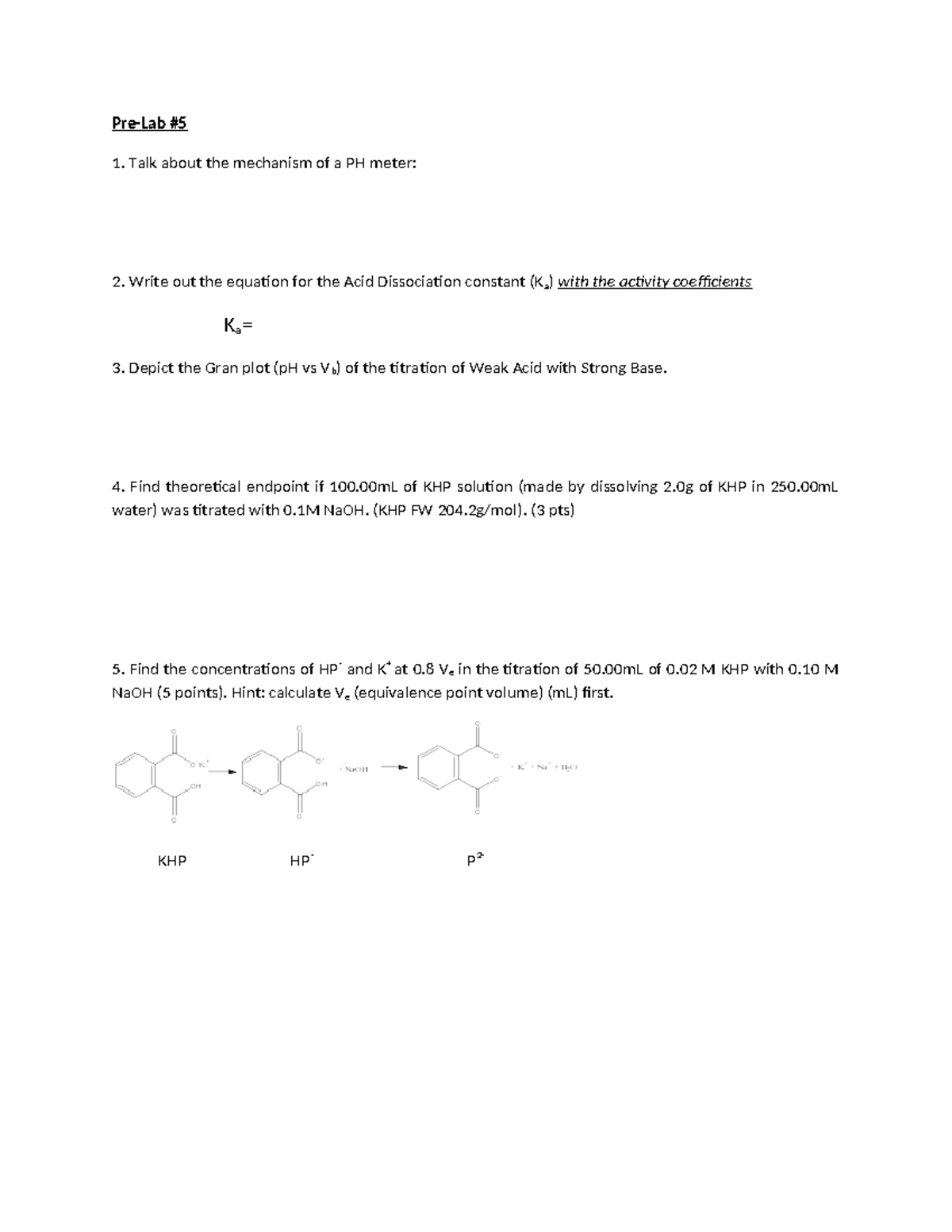 Pre-Lab#5 - pre lab - Pre-Lab # Talk about the mechanism of a PH meter ...