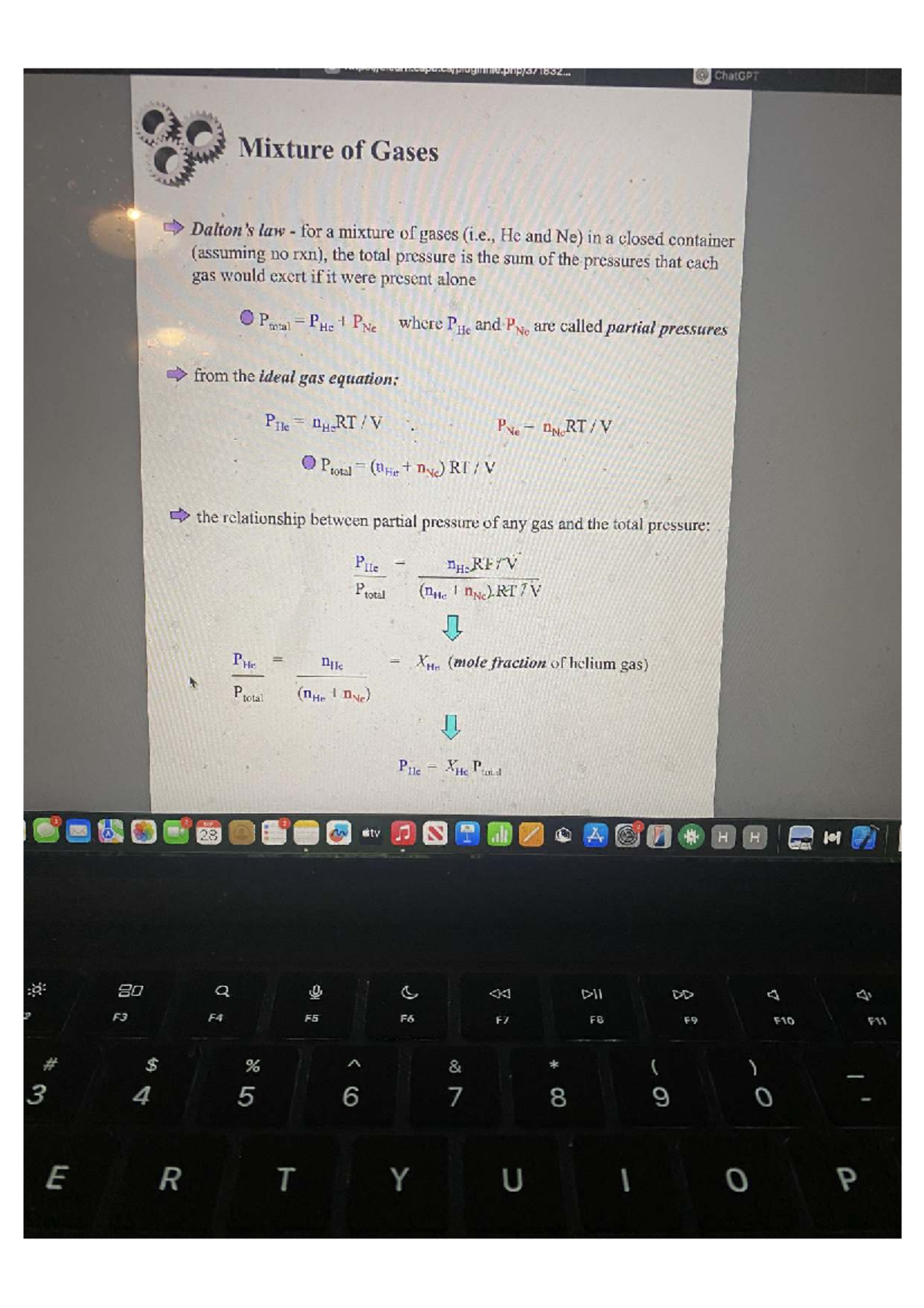 "Mixture of Gases Law: Understanding Partial Pressures in Gases" - Studocu
