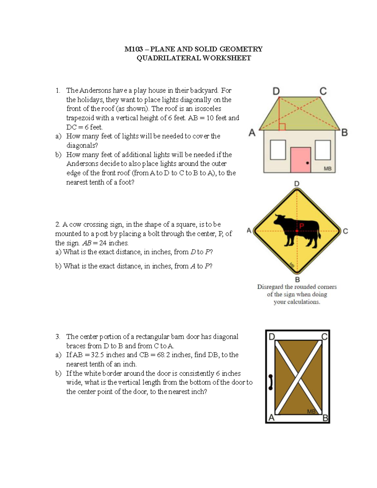 Worksheet Quadrilaterals - M103 – PLANE AND SOLID GEOMETRY ...