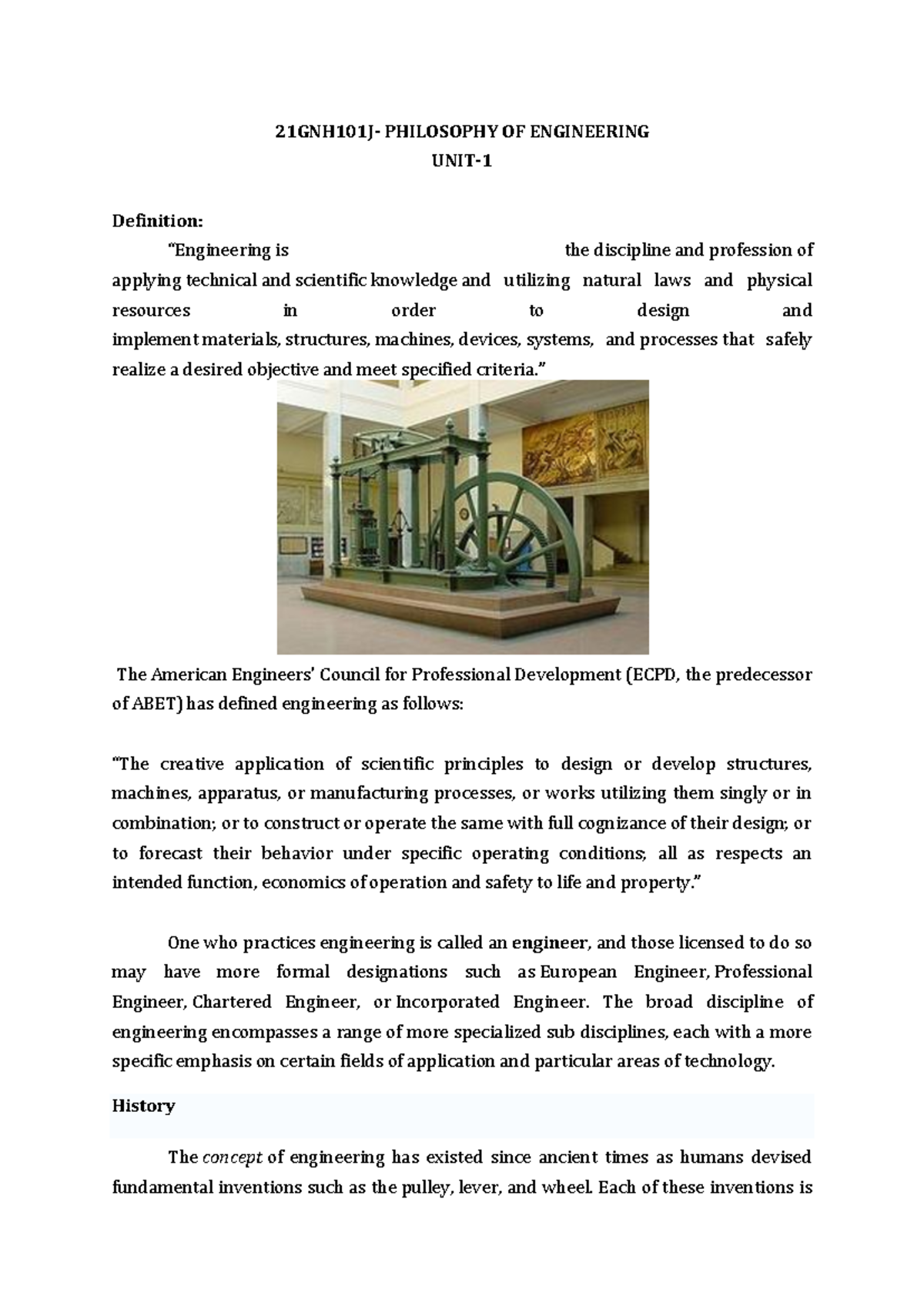 PHIL 101 - Philosophy of Engineering: Key Concepts and Historical ...
