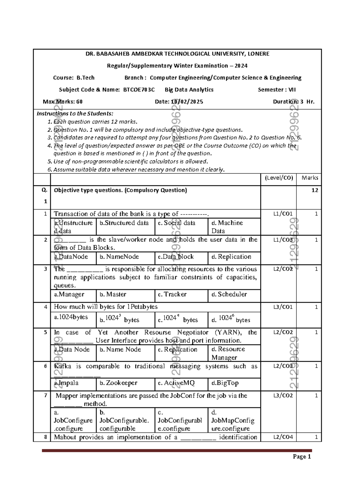Big Data Analytics - BTCOE703C Winter Exam 2024 Guide - Studocu