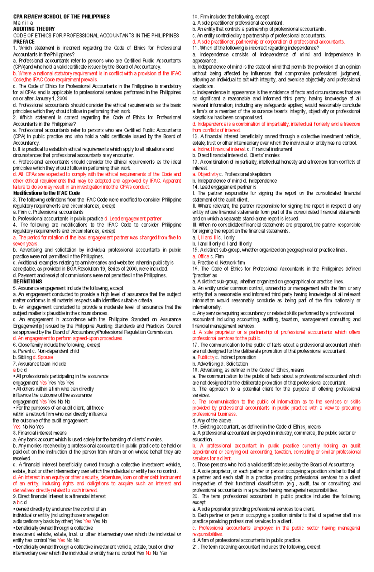 CPA Ethics Review: Code of Ethics for Professional Accountants in the ...