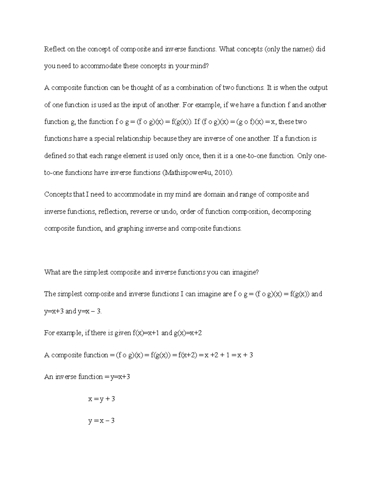 Composite and Inverse Functions: Key Concepts and Reflections (Unit 4 ...