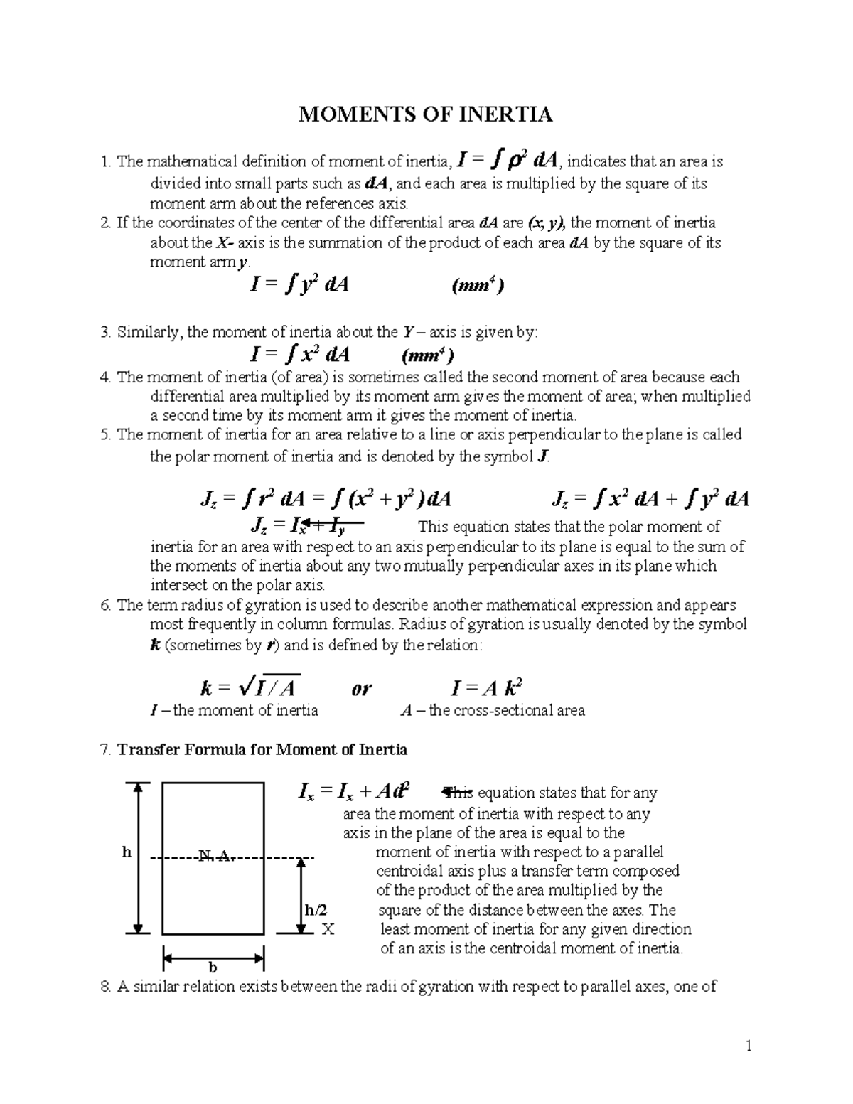 Engineering Mechanics: Moments of Inertia (Course Code: 7) - Studocu