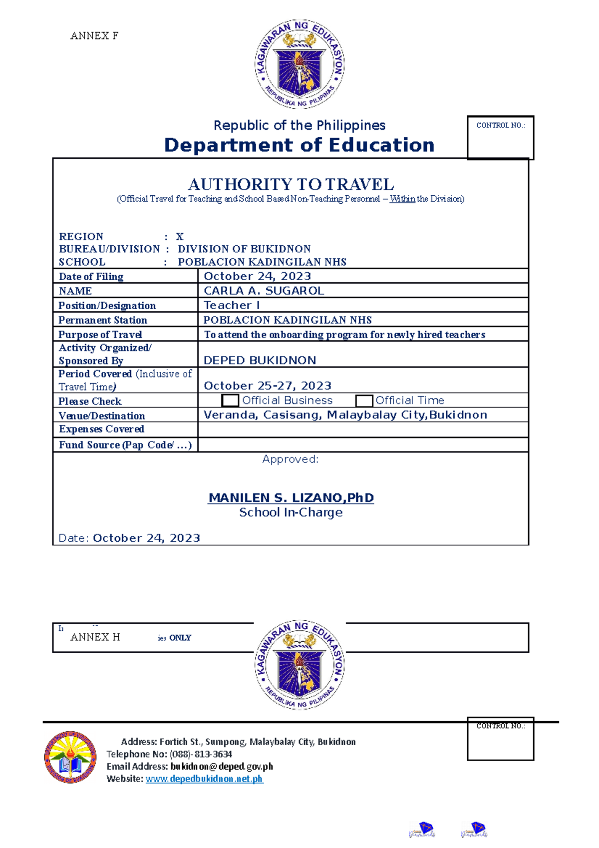 Travel Order Form Deped Bukidnon 2023 - Infoupdate.org