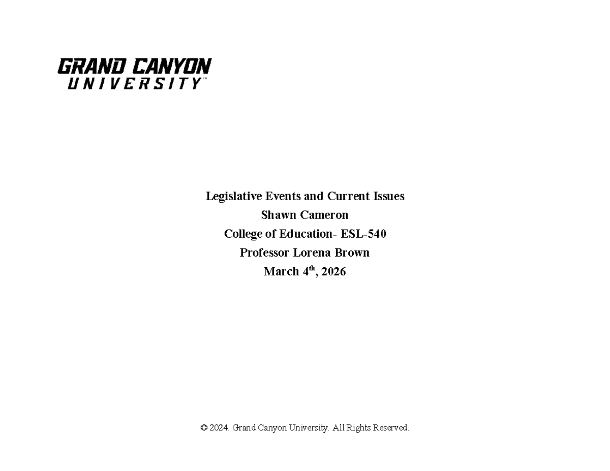 RS-T1-Legislative Events & Current Issues in ELL Education - Studocu