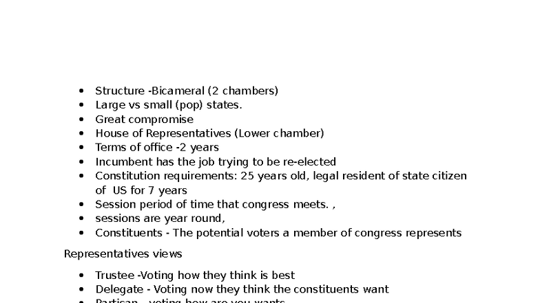 Congress Structure and Functions: A Detailed Overview (POL 101) - Studocu
