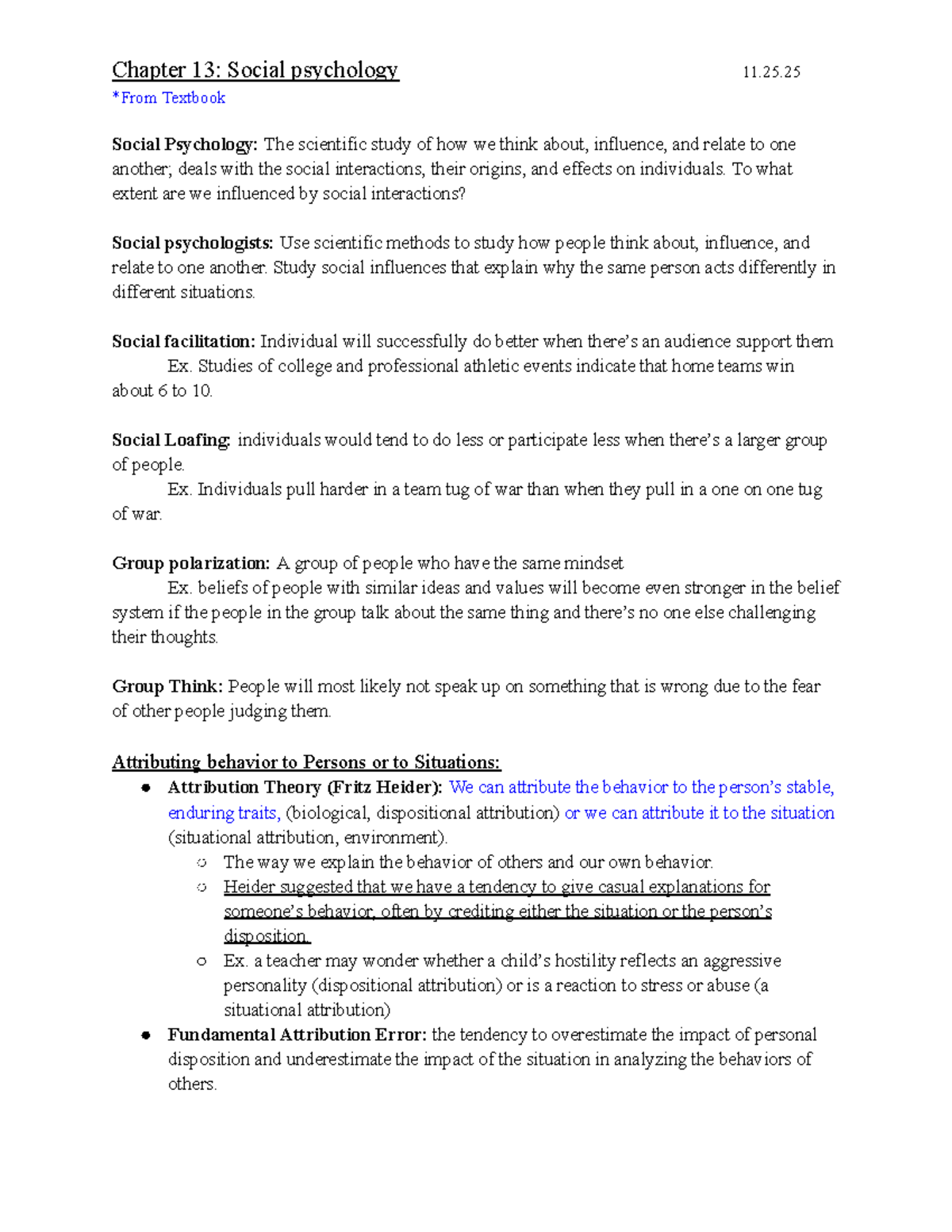 Chapter 13: Social Psychology Overview - Studocu