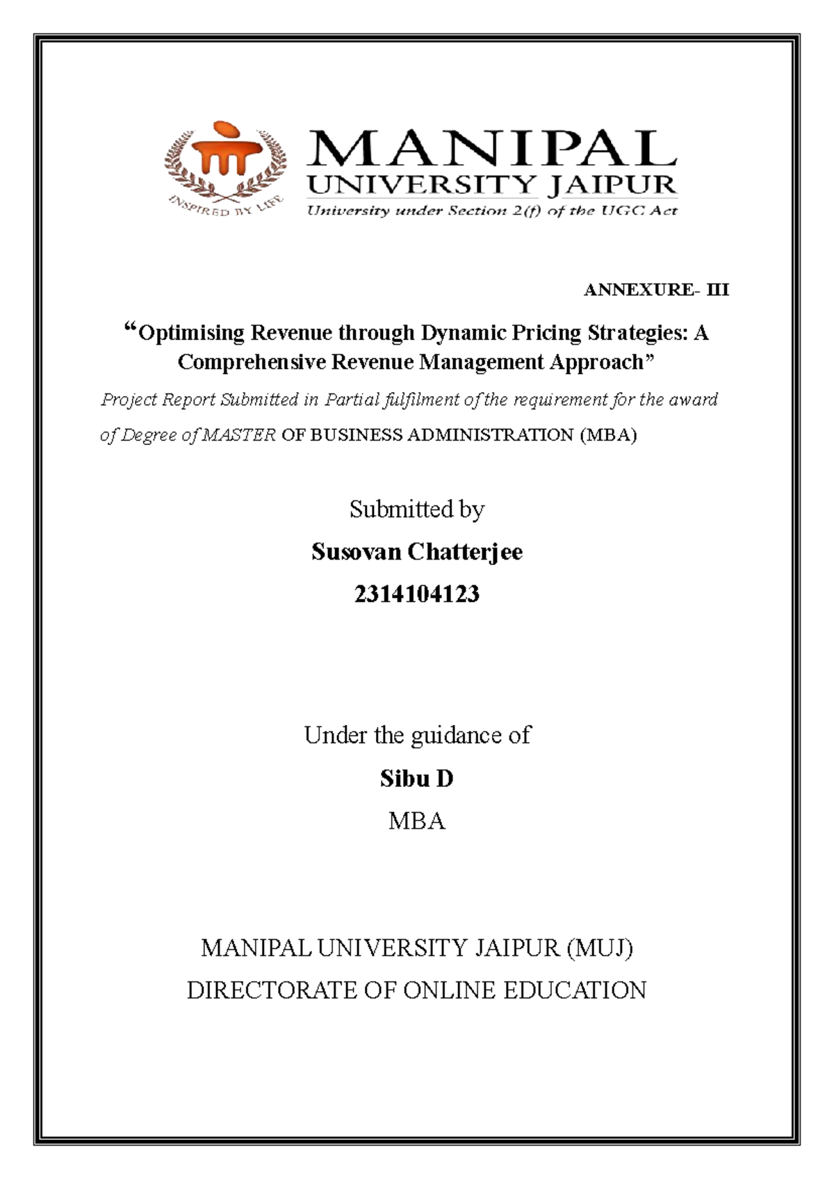 MBA Project Report: Optimizing Revenue via Dynamic Pricing Strategies ...