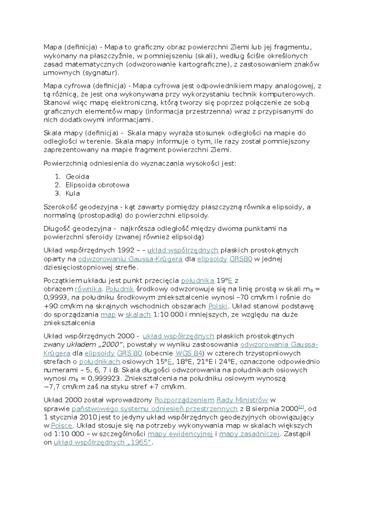 Geodezja - WYKŁAD: Definicje i Zastosowania Map - Studocu