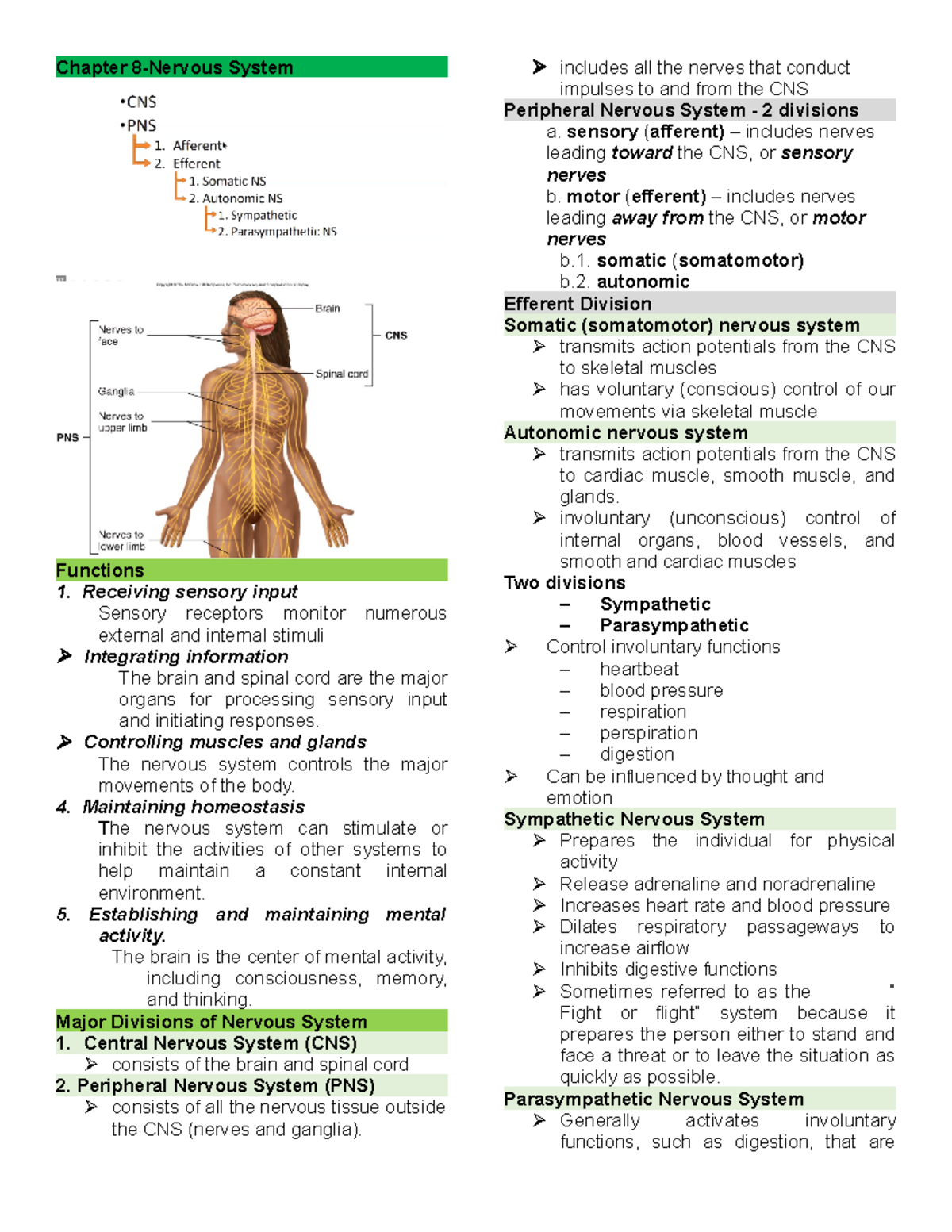 Anaphy - Chapter 8 AND 9 Nervouse System and Senses - Chapter 8-Nervous ...