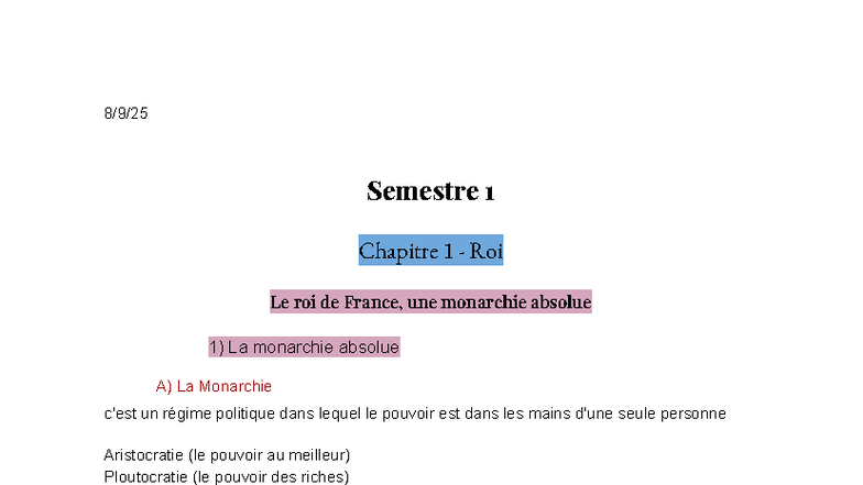 CM Histoire Moderne - Chapitre 1 : La Monarchie Absolue en France - Studocu