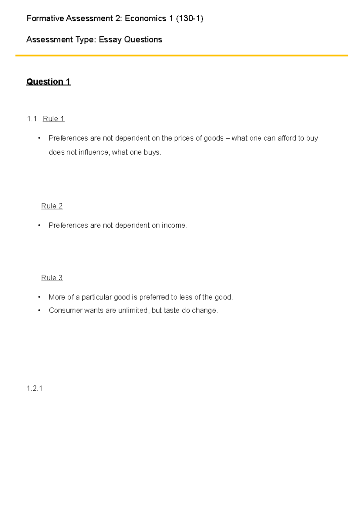 FORMATIVE ASSESSMENT 2 - Formative Assessment 2: Economics 1 (130-1 ...