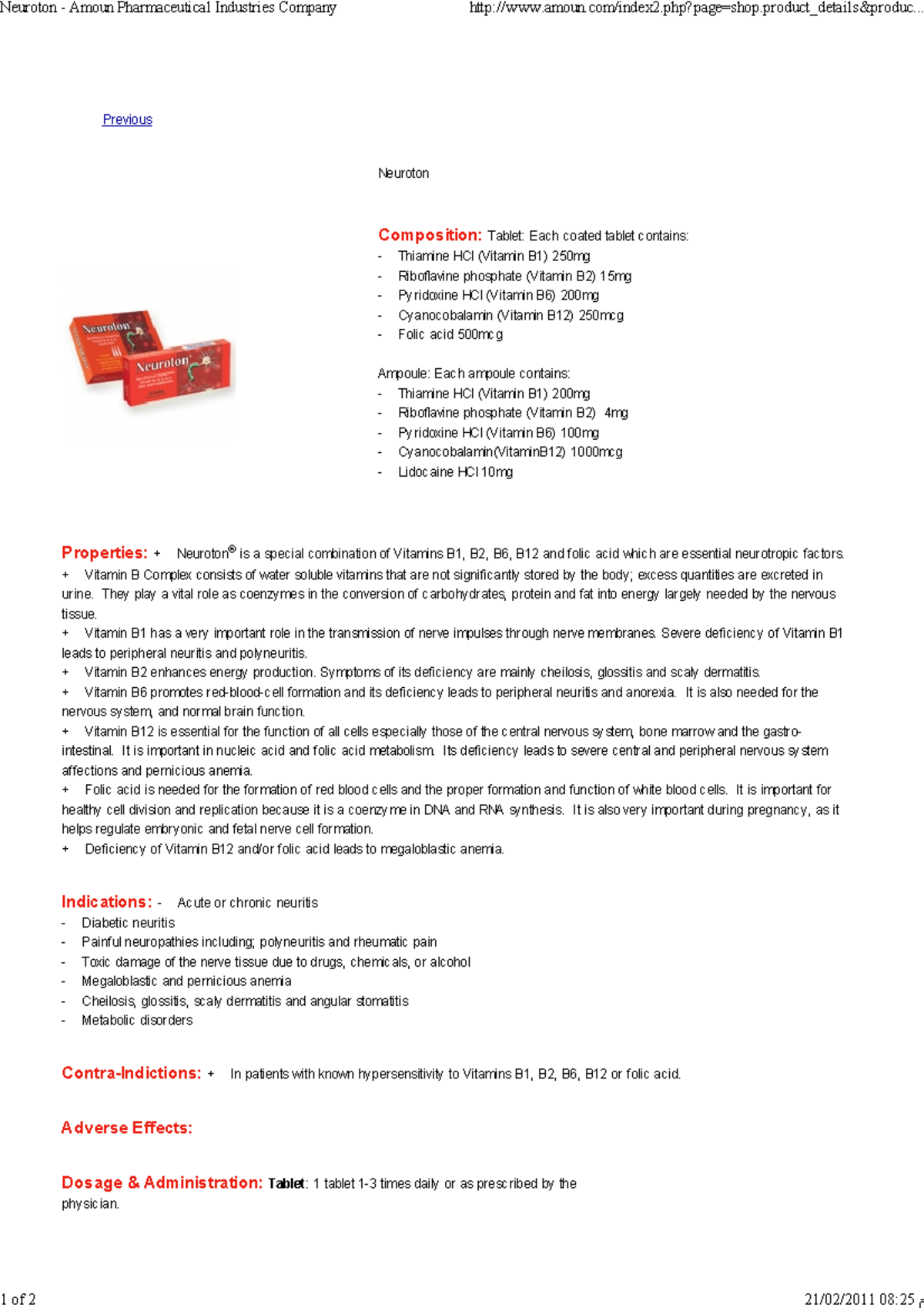 Neuroton - Amoun Pharmaceutical Industries Company - Previous Neuroton ...