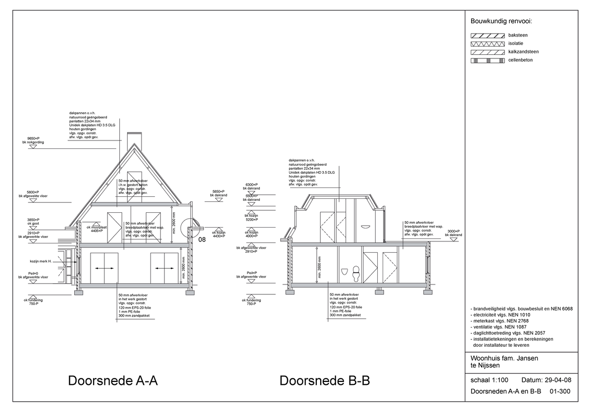 B6 - Bouwkundig Renvooi: Woonhuis Fam. Jansen Constructie Details ...