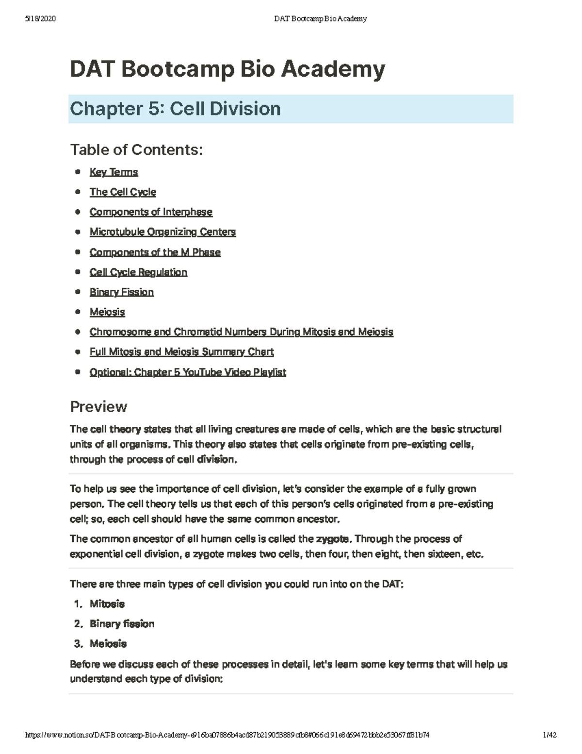 DAT Bootcamp Bio Academy 5 - DAT Bootcamp Bio Academy Chapter 5 Cell ...