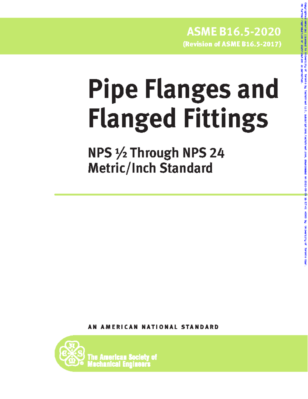 ASME B16.5-2020 - Resumen de Normas y Cambios en Flanges - Studocu