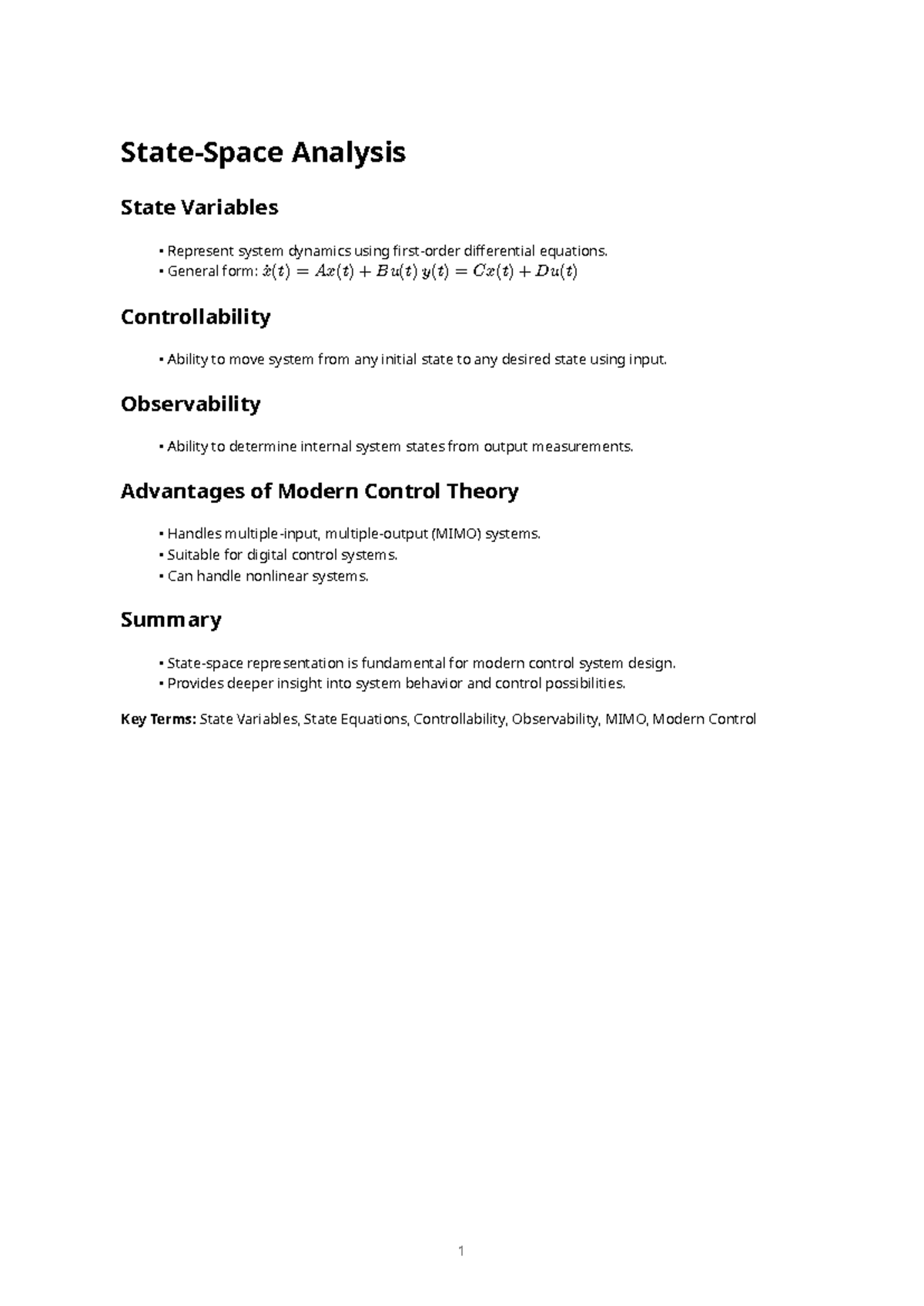 10 State Space Analysis - State-Space Analysis State Variables ...