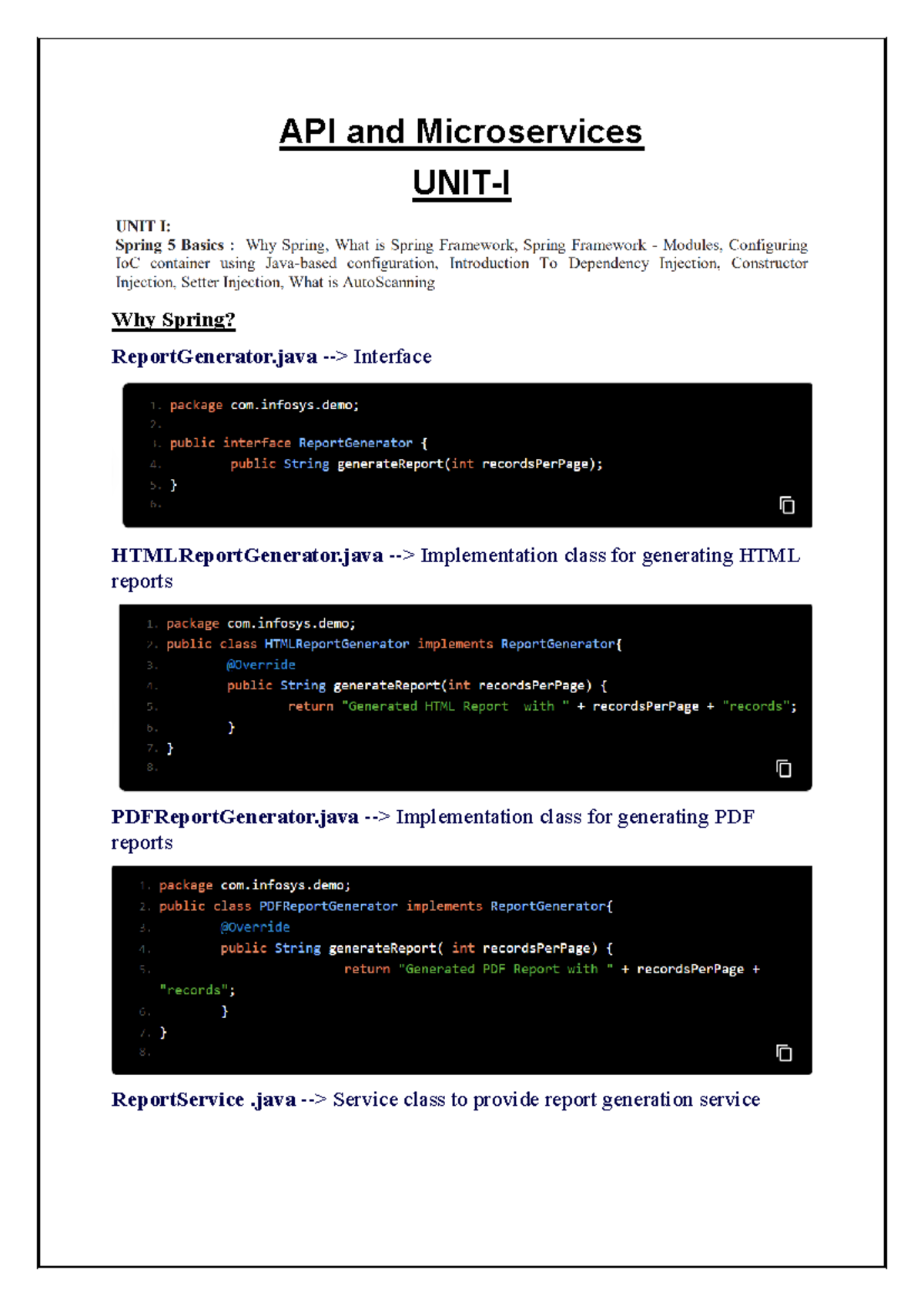 API & Microservices - Spring Framework Concepts (Unit-1) - Studocu