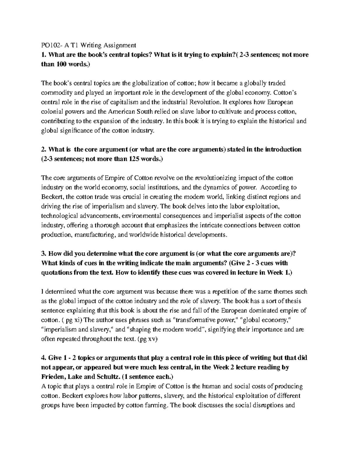 PO102 - A T1, T2 & T3 Writing Assignments: Critical Analyses and Arguments - Studocu