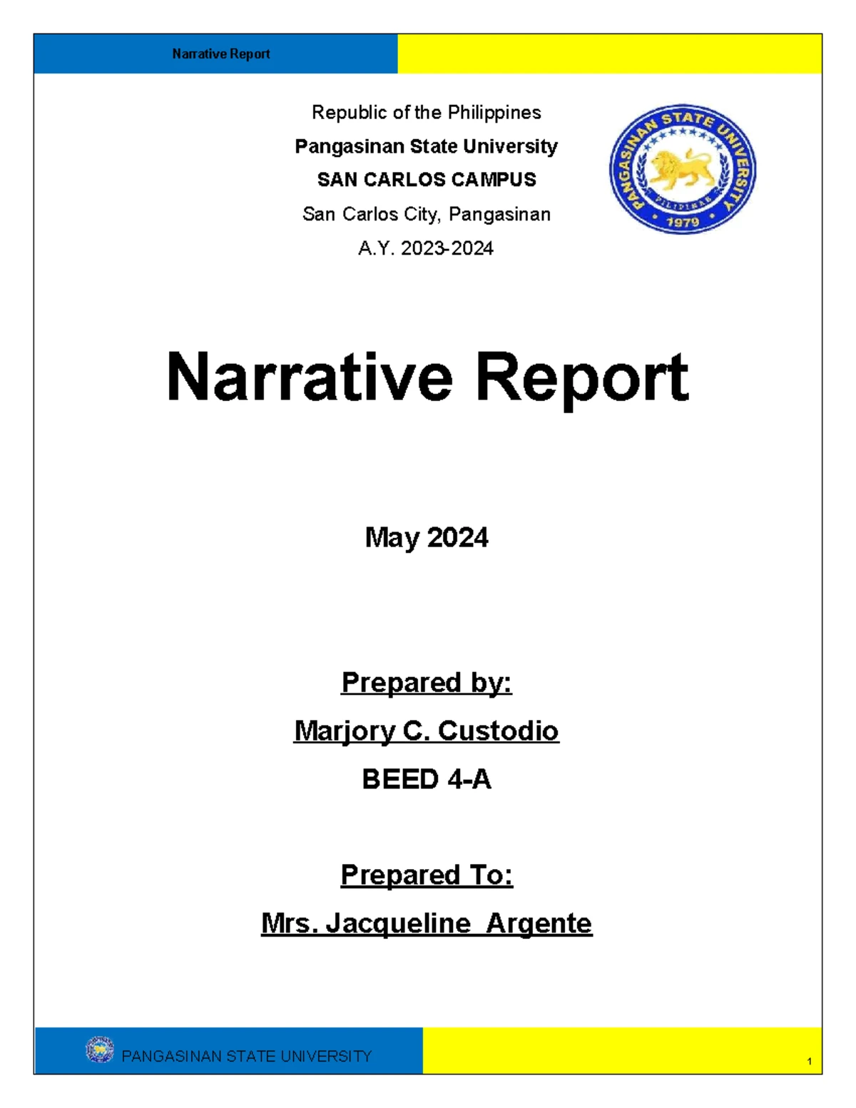 Narrative Report on Teaching Internship (BEED) - Weeks 1 to 11 - Studocu