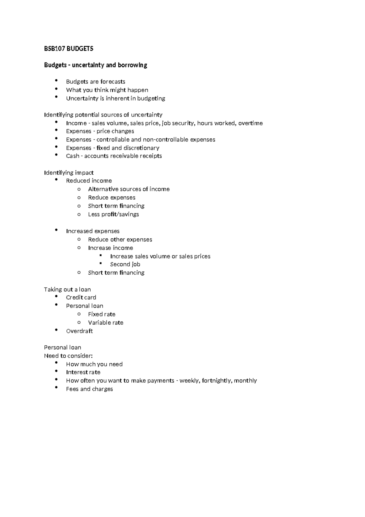 BSB107 Budgets - BSB107 BUDGETS Budgets - uncertainty and borrowing ...