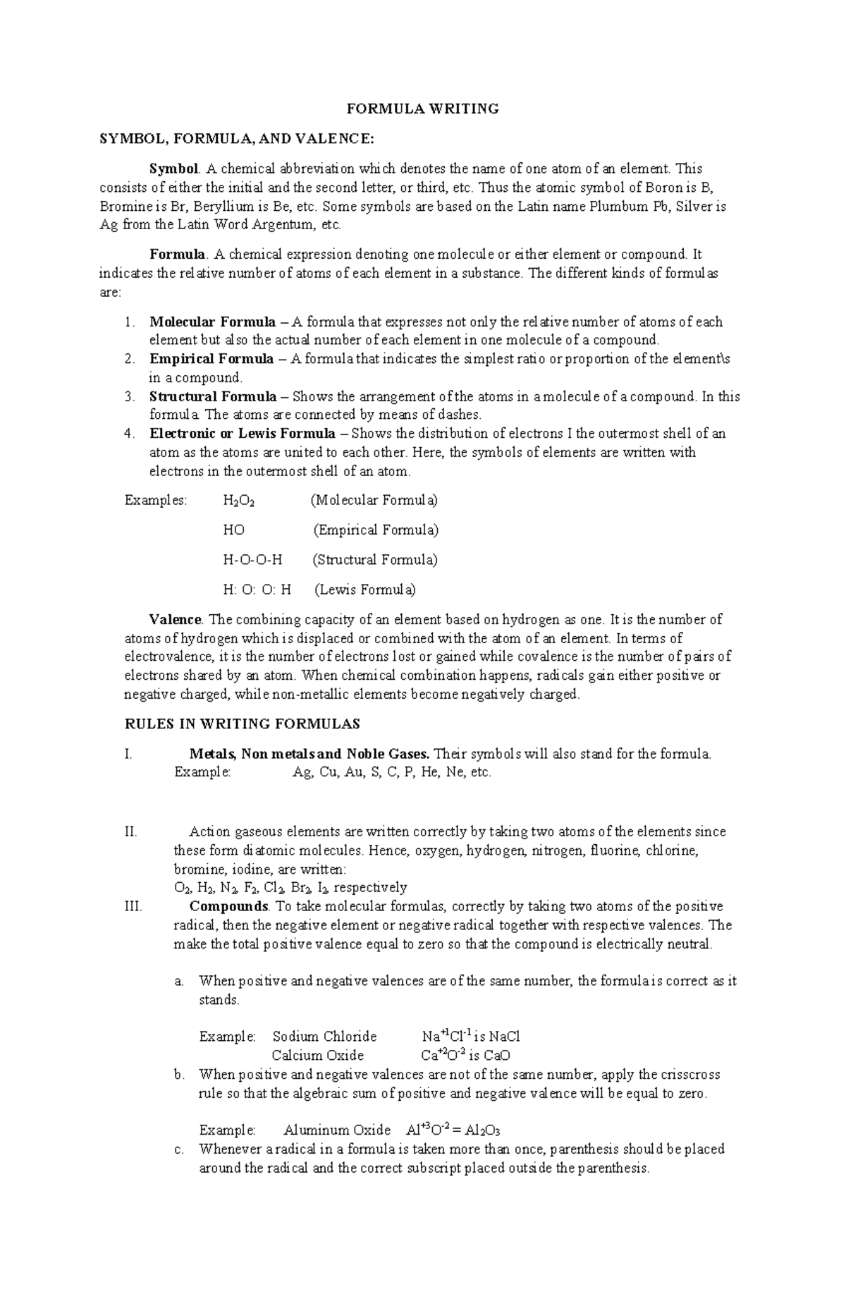 Chemical Formula Writing & Valence: A Comprehensive Guide (CHEM 101 ...