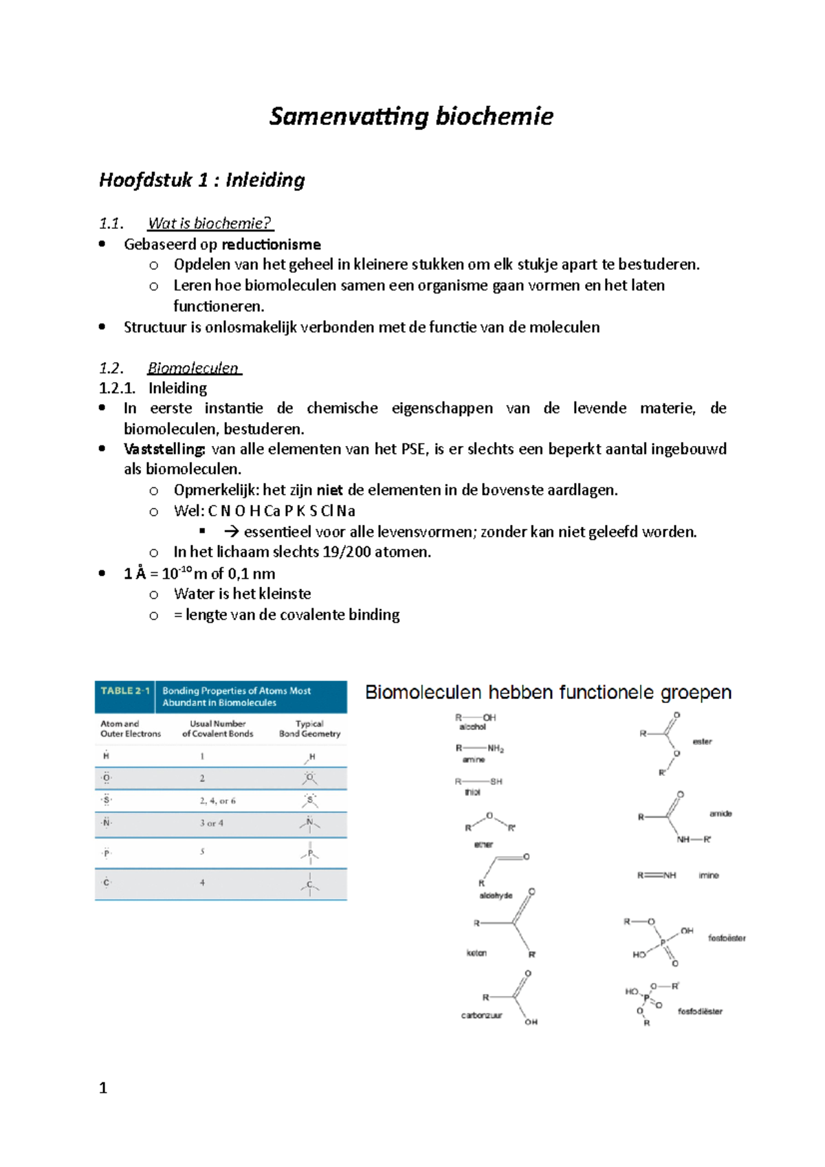 Samenvatting Biochemie - Algemene Inleiding tot Hoofdstukken en ...