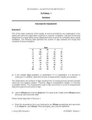 [Solved] Answer now - Quantitative Methods 2 (ECON20003) - Studocu