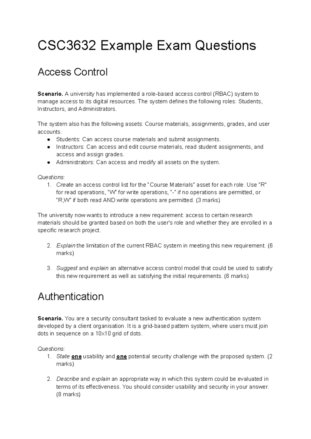 CSC3632 Access Control & Authentication Mock Exam Questions - Studocu
