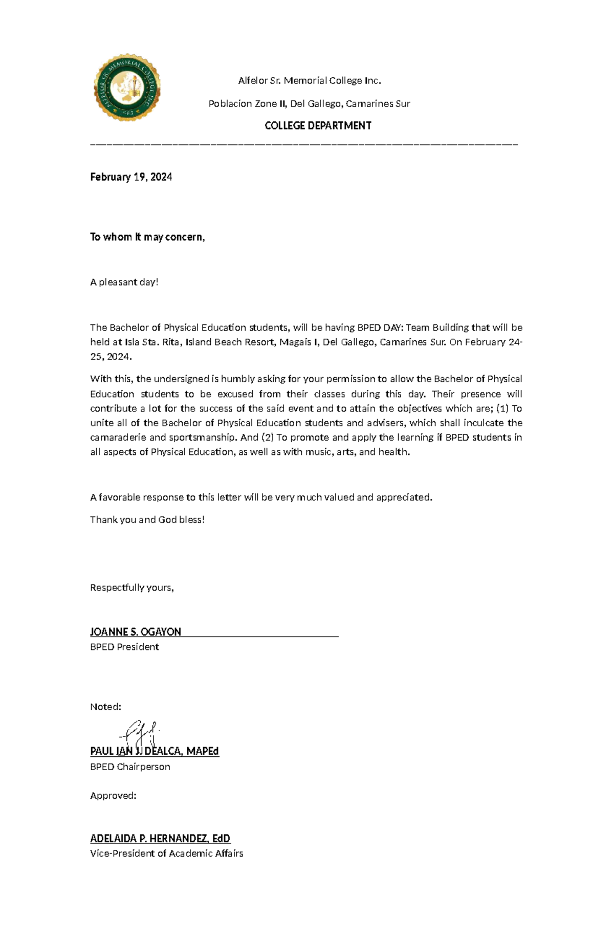 2024 BPED Day Team Building Event Waiver Request - Studocu