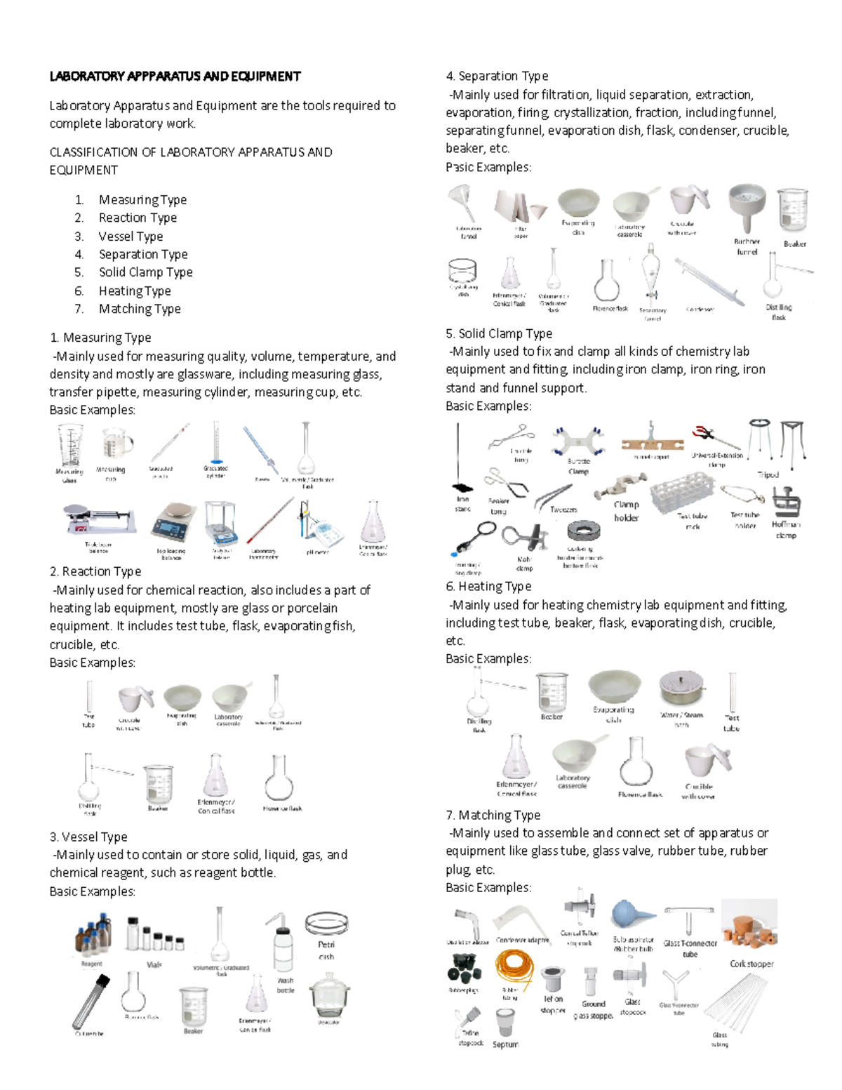 Laboratory Apparatus and Equipment Overview: Types and Uses - Studocu