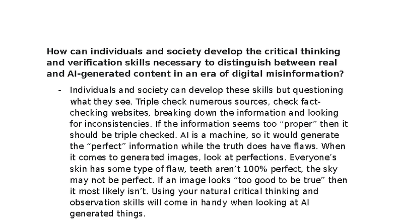 COM127 Module 4 Discussion: Critical Thinking in the Age of ...