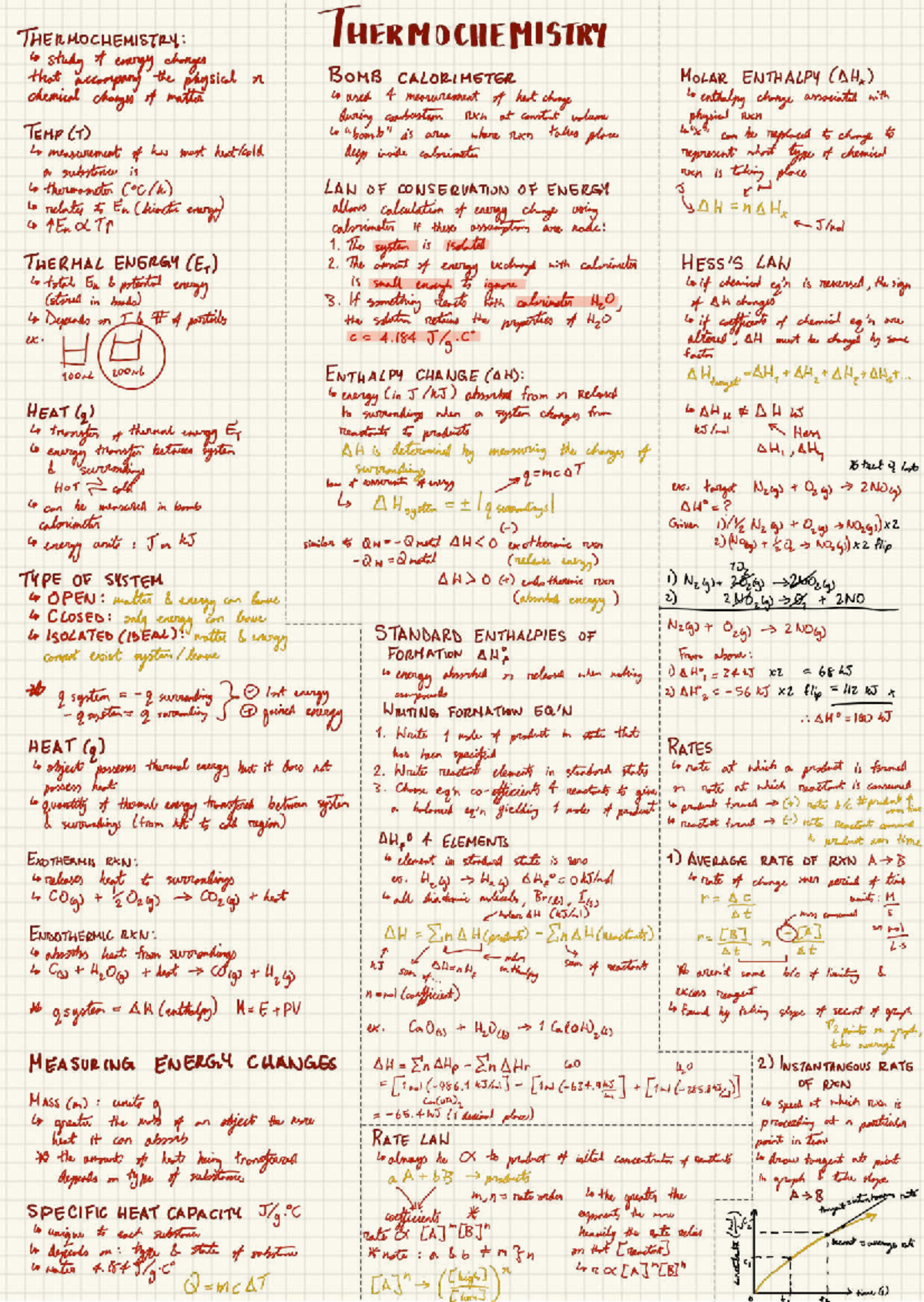 Thermochemistry Study Notes: Energy Changes & Calorimetry (CHEM 101 ...