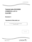 CLA1501 - Unisa - COMMERCIAL LAW - Studocu