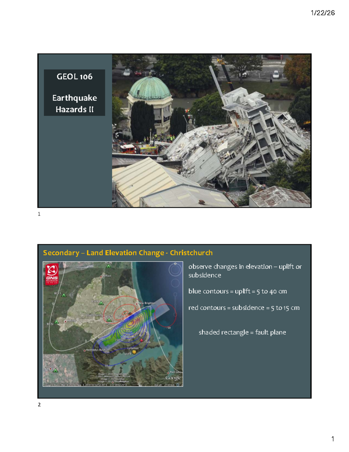 GEOL 106 Lecture: Earthquake Hazards II Overview - Studocu