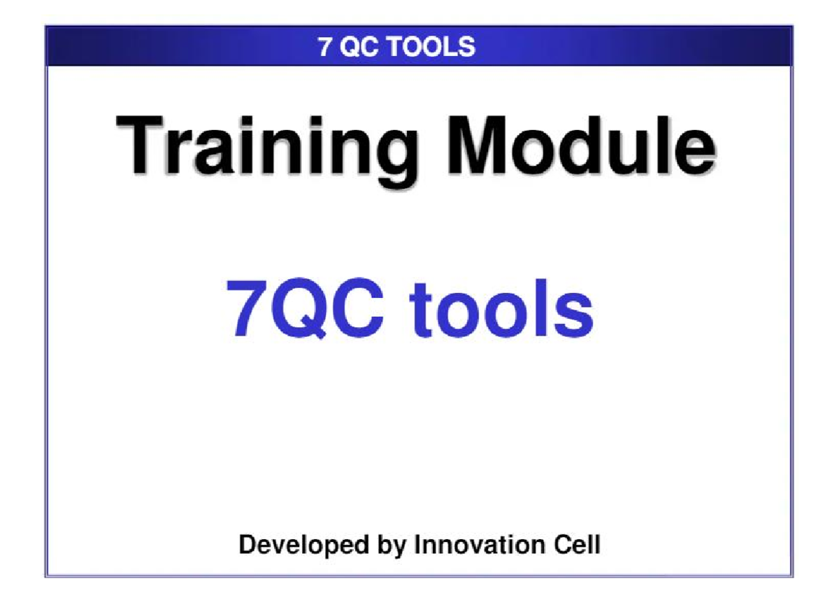 Training Module 7QC - Sir I want this ebook - 7 QC TOOLS Training Module 7QC tools Developed ...