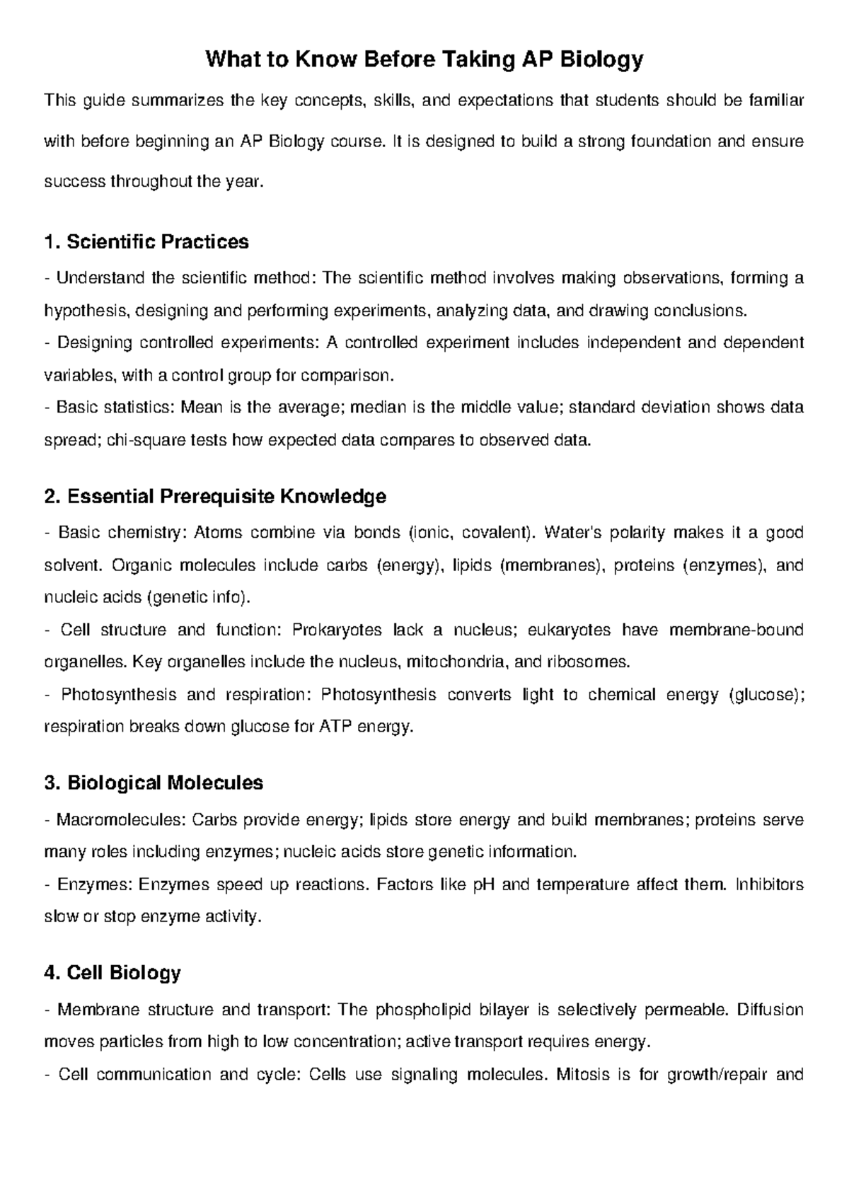 AP Biology Prep Guide: Key Concepts & Skills Overview - Studocu