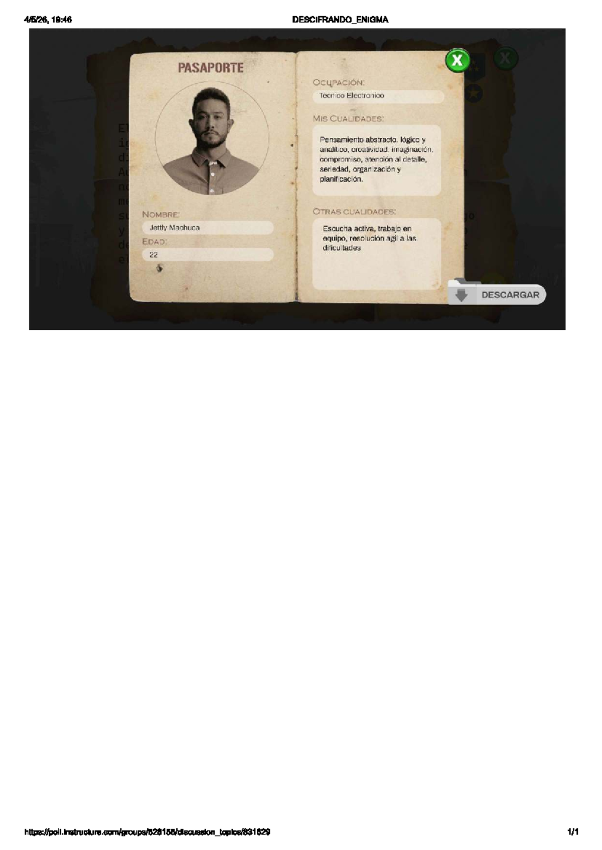 Pasaporte-algebra - ... - algebra - 19:46 DESCIFRANDO_ENIGMA X X ...