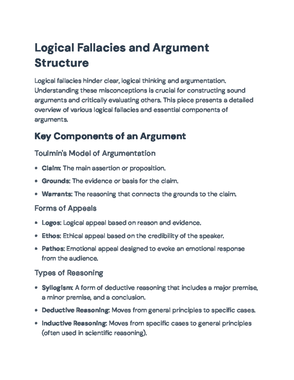 Overview of Logical Fallacies and Argument Structure - CC101 - Logical Fallacies and Argument ...