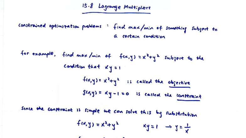 Lesson 17: Lagrange Multipliers in Constrained Optimization - Studocu