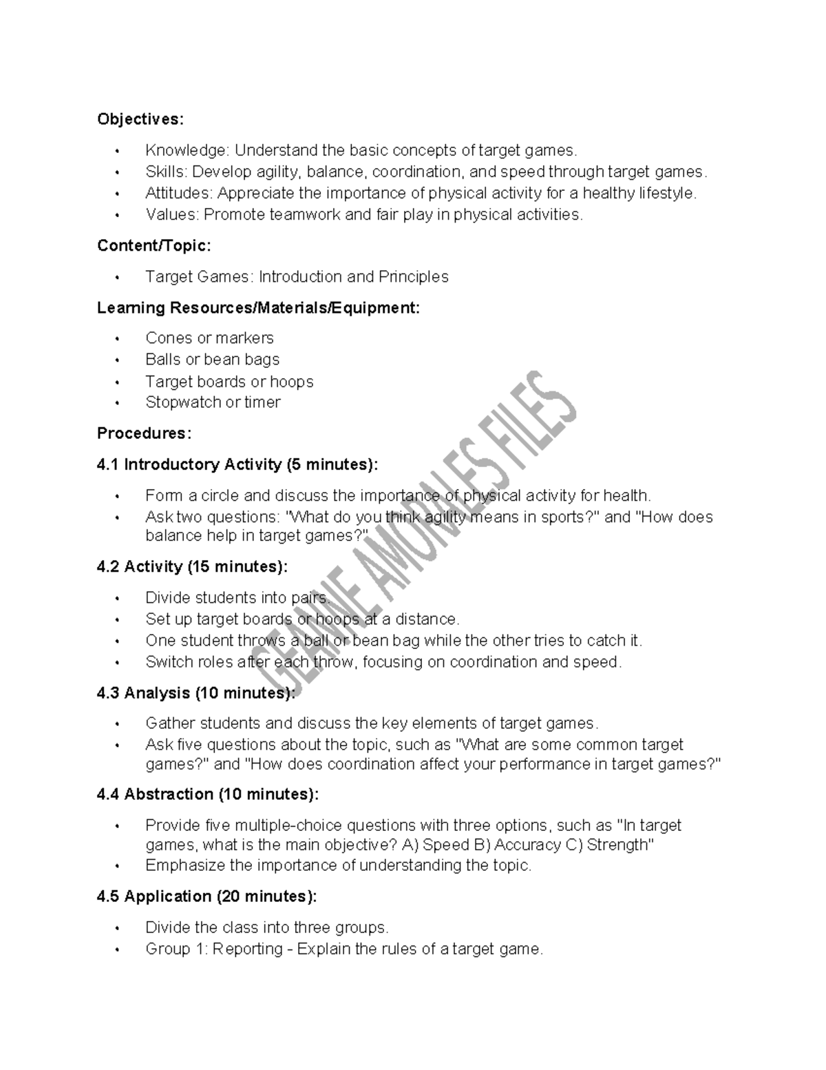 Target Games Basics: Concepts, Skills, and Activities Guide - Studocu